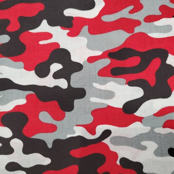 Red and Black Cotton Camo Fabric by the Yard, Camouflage, #18033 - Etsy