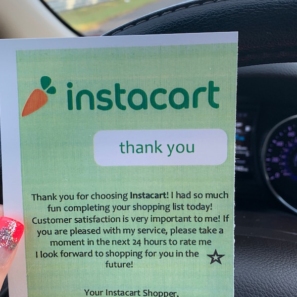 Delivery Shopper Thank You Order for Customer, Thank You Note, Delivery ...