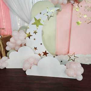 5ft, 6ft, 7ft 8ft Over the Moon and Clouds Template Backdrop ...
