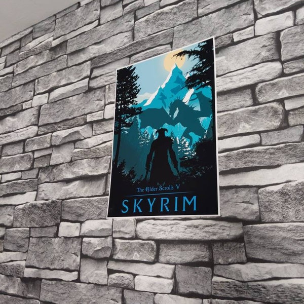 Skyrim Poster, Minimalist, Posters, Gaming Print, Gaming Poster, Video ...