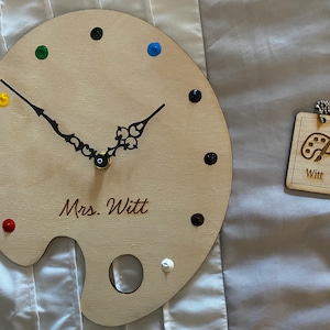 CUSTOM Art Clock Art Palette Painting Clock Engraved With Name or ...