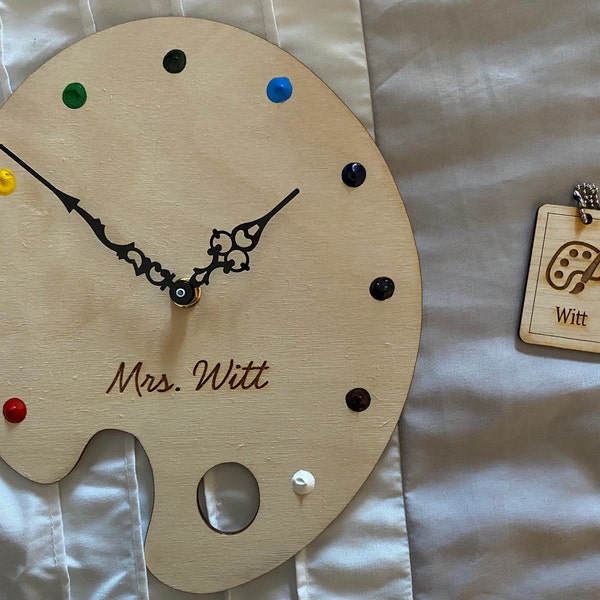 CUSTOM Art Clock- Art Palette Painting Clock Engraved With Name or ...