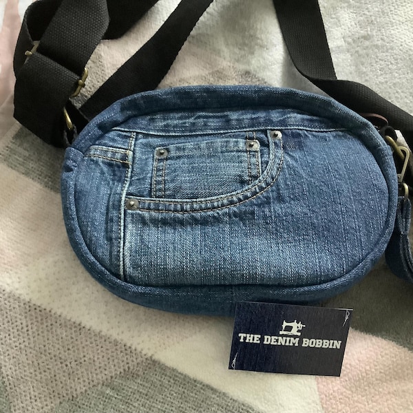 Recycled Jeans Pouch, Denim Box Pouch, Toiletry Bag, Craft Bag, Zipper ...