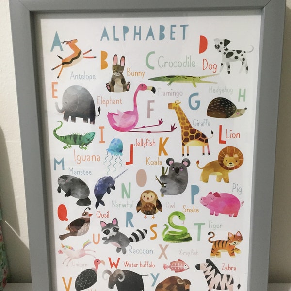 Animal Alphabet Print, Nursery Decor, Animal Nursery Prints, Kids Room ...