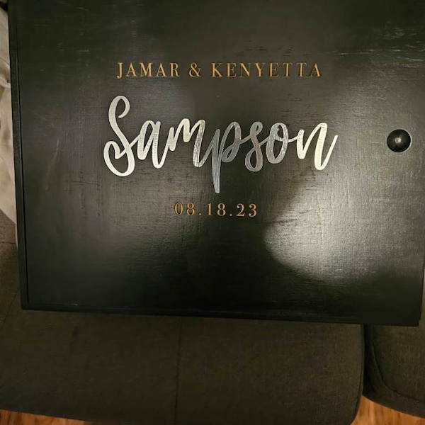 Personalized Wedding Card Drop Box | Engraved Slidetop Wood Box With ...