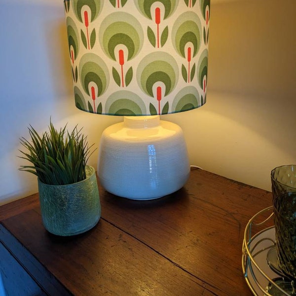 Green Mid Century Floral Abstract Lamp Shade Grey Lamp Home Decor ...