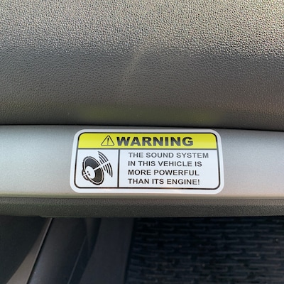 Sound System Warning Funny Sticker Vinyl Decal Dashboard Visor Sticker ...