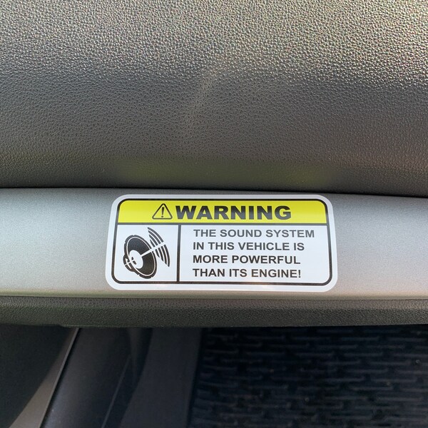Sound System Warning Funny Sticker Vinyl Decal Dashboard Visor Sticker ...