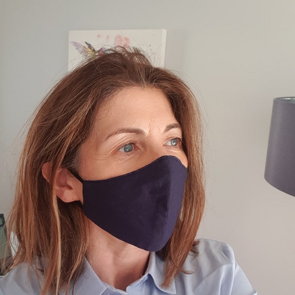 Fitted Face Mask UK, 100% Pure Cotton Face Mask, Triple Layers ...