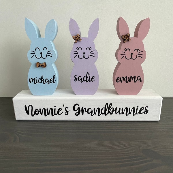 Personalized Easter Bunny Block - Chunky Wooden Easter Bunny - Custom ...