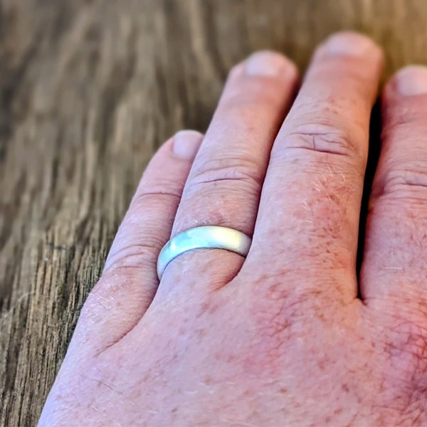 Chunky Silver Ring, Matte Silver Ring, Domed Silver Ring, Thick Silver ...