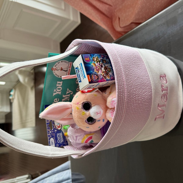Embroidered Canvas Seersucker Easter Baskets / Personalized Basket for ...