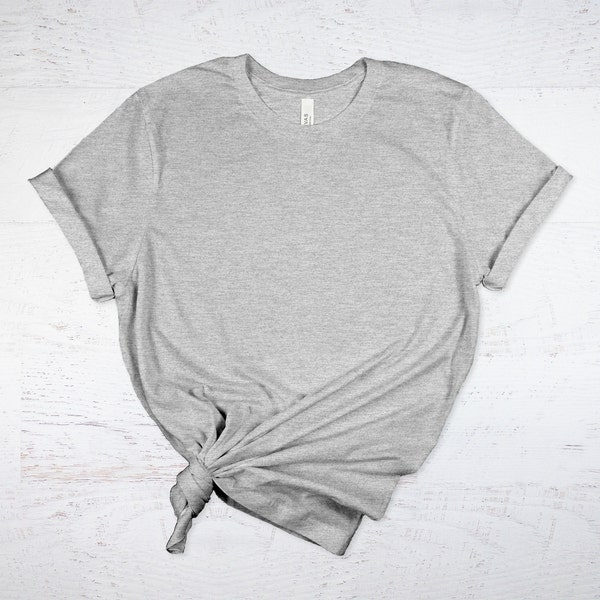 Bella Canvas 3001 Mockup: Heather Baby Blue, Side Knot (JPEG Digital ...