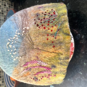 Large Wet Felted Tea Cosy Dusky Pink Dandelion Clocks Unique Gift for ...