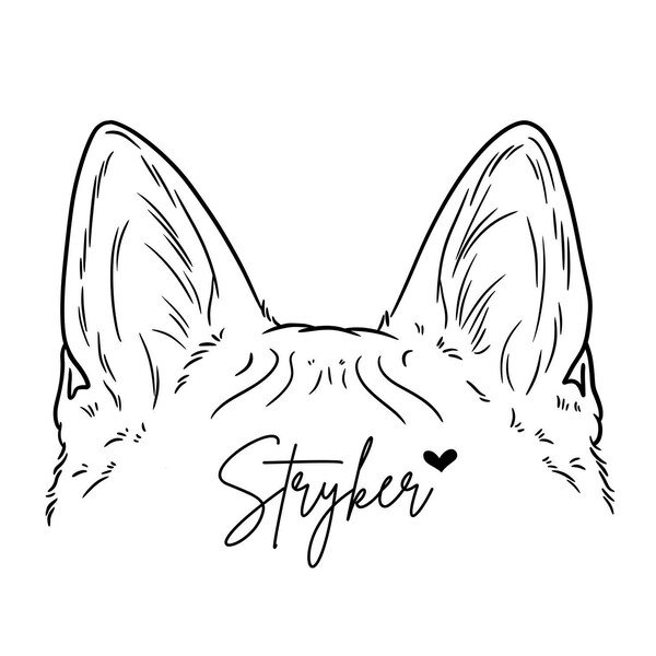 Custom Pet Ear Line Drawing: Digital Dog & Cat Memorial Tattoo Design ...