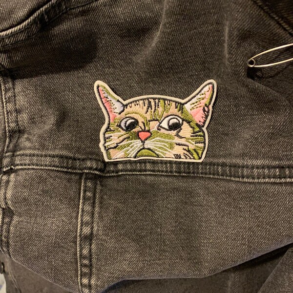 Peeping Cat Iron-on Patch, Cat Badge, Kitty Animal Decorative Patch ...