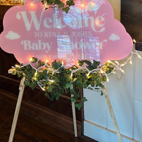Welcome Baby Shower Sign, Cloud Themed Cloud Shaped Sign, Personalized ...