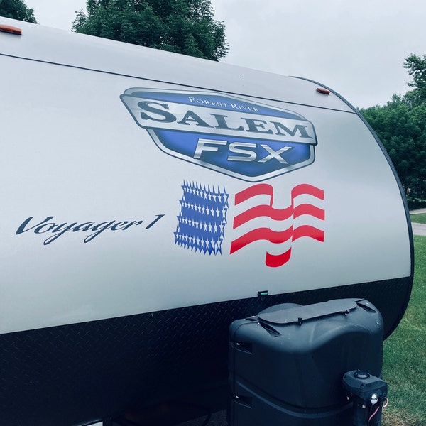 US American Flag RV Camper Decal Sticker Graphic Custom Text Sign Mural ...