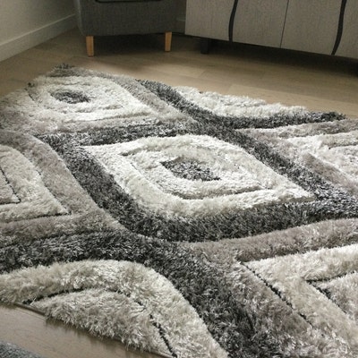 Grey Living Room Rug Super Soft Mat 3D Modern Design - Etsy UK