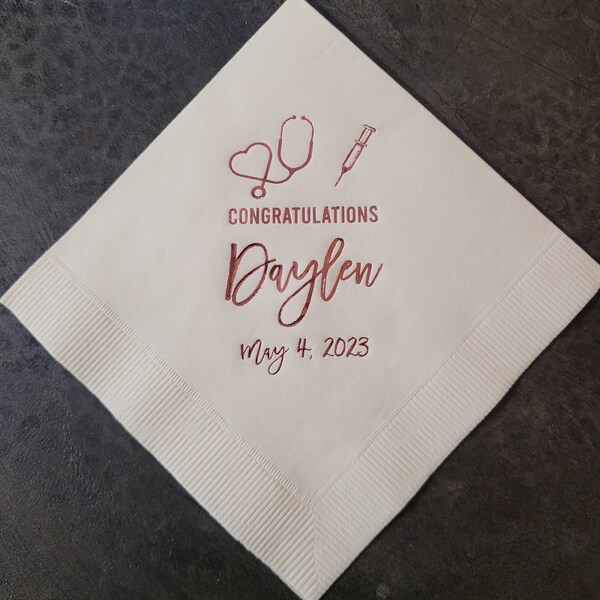 Personalized Napkins Nurse Nursing School Graduation Custom Printed ...