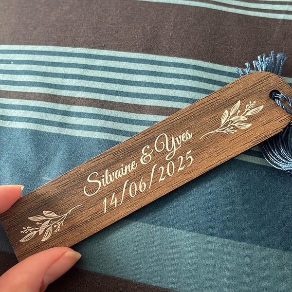 Custom Engraved Wooden Bookmarks With Tassels Personalized Wedding ...