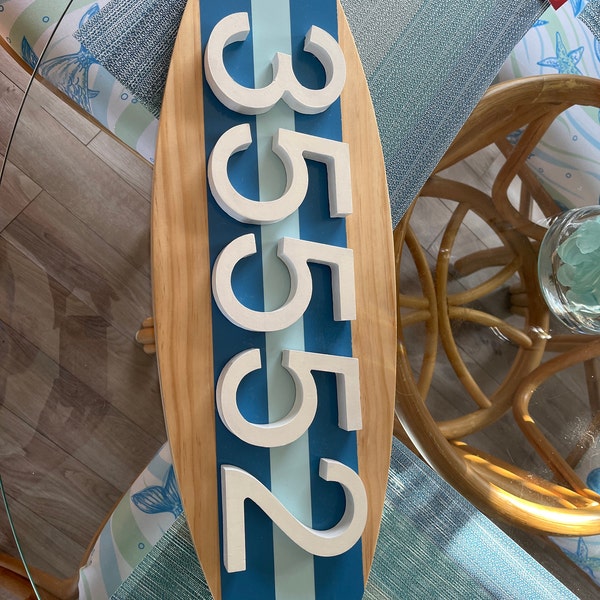 Personalized Surfboard House Number Sign | Outdoor Address Plaque ...
