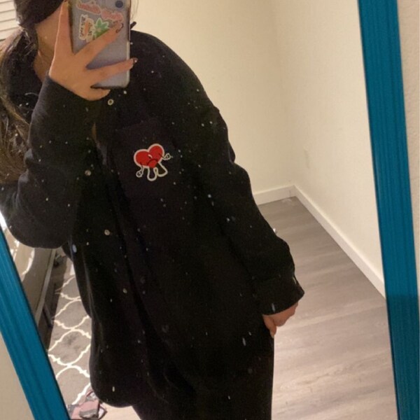 Bad Bunny Heart Iron on Patch, Bad Bunny Heart Patch, Bad Bunny Corazon ...