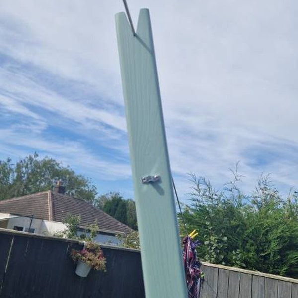 Washing Clothes Line Prop Pole Wooden Gold Stain Collapsible Handmade ...