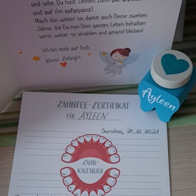 Post von der Zahnfee Karte mit Zertifikat / Zahnkalender - Etsy.de