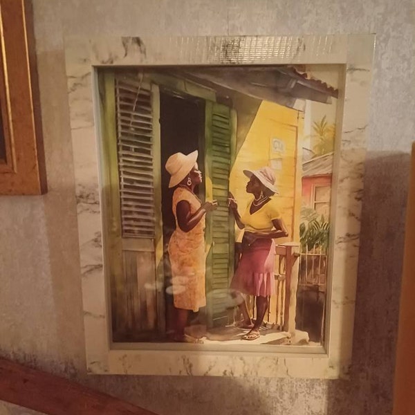 Houses in Street in Haiti Art Print Framed Fine Art Print, Canvas or ...