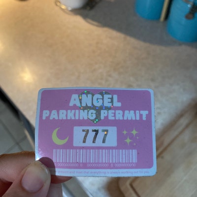 ANGEL PARKING PERMIT Angel Numbers Good Luck Affirmations Pastel Moon ...