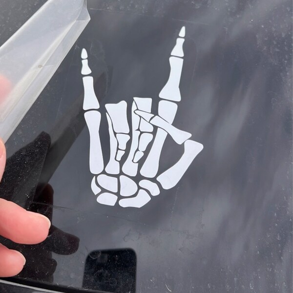 Rock on Skeleton Hand Vinyl Decal Sticker | Devil Horn Hand Sign, Metal ...