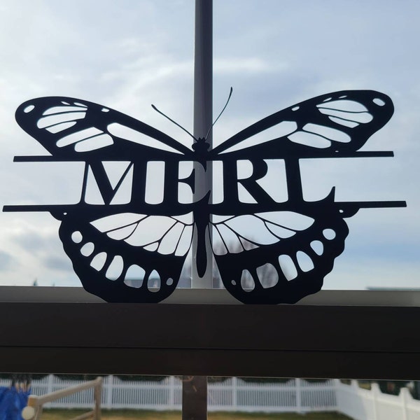 CUSTOM BUTTERFLY SIGN, Personalized Metal Sign, Last Name Sign, Family ...
