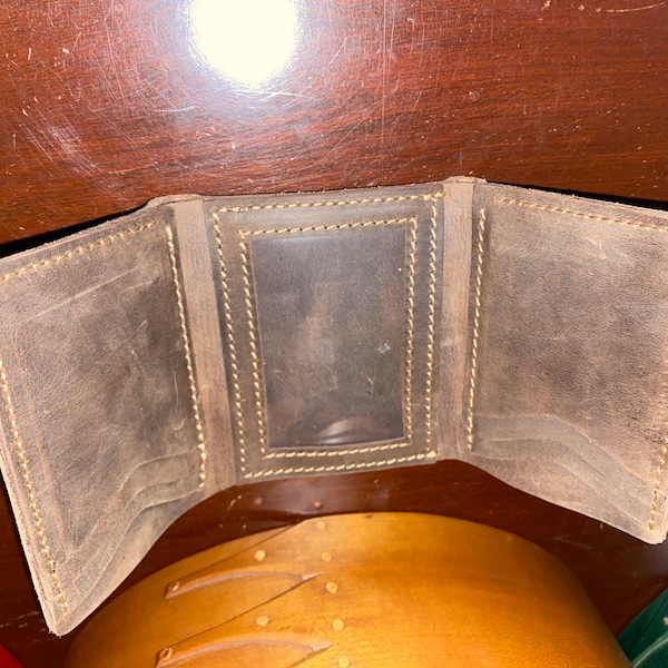 PERSONALIZED Trifold Rustic Leather Wallet Classic Billfold ID Holder ...