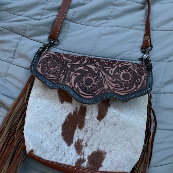 Western Cowhide Tote Bag, Leather Tote Bag, Western Purse, Western Bag ...