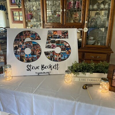65th Birthday Photo Poster, Number 65 Pictures Collage, Father's Day ...