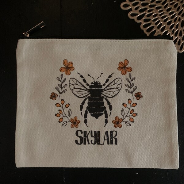 Personalized Makeup Bag, Bee Makeup Bag, Honey Bee Makeup Bag, Bridal ...