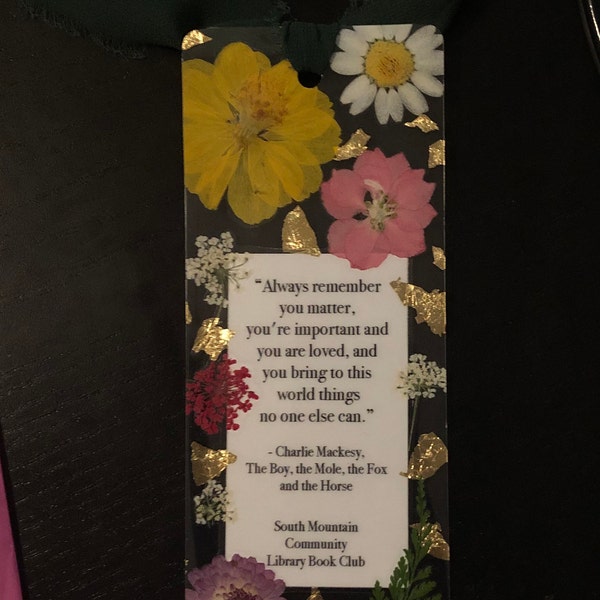 Full Custom Quote Pressed Flower Bookmark, Personalized Custom Text ...