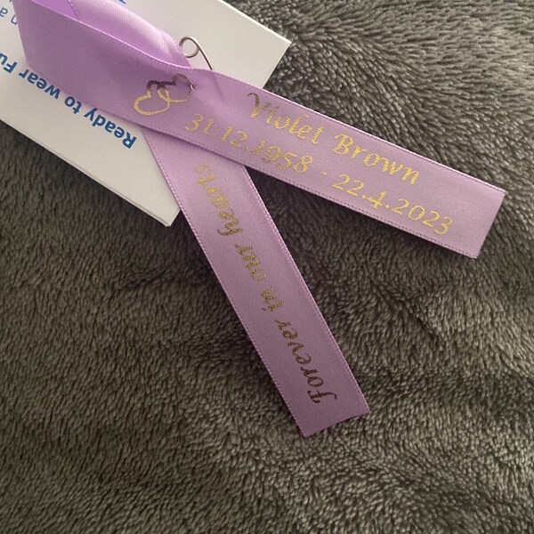 RIP Personalised Funeral Ribbons. Shaped Memorial Ribbons Ribbon With ...