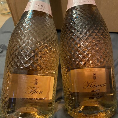 Personalised Rose Pink Prosecco Bottle Alcohol Wine Label - Etsy UK