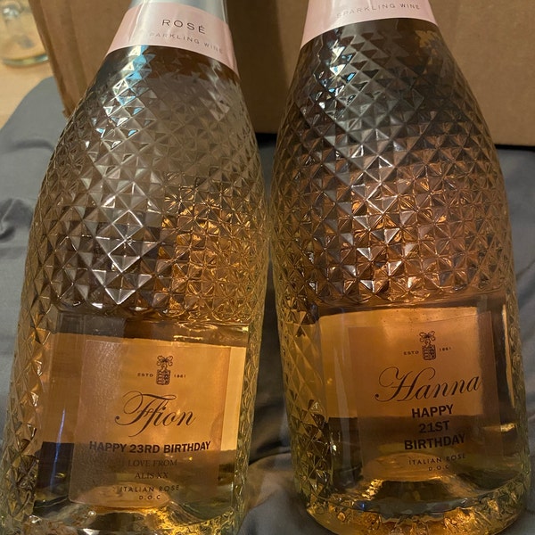 Personalised Rose Pink Prosecco Bottle Alcohol Wine Label Sticker - Etsy UK