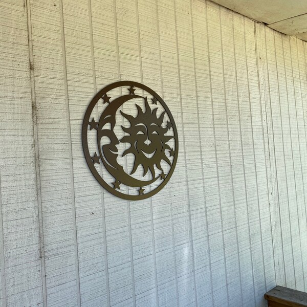 Large Sun and Moon Metal Sign, Sun, Moon, Outdoor Decor, Home Decor ...