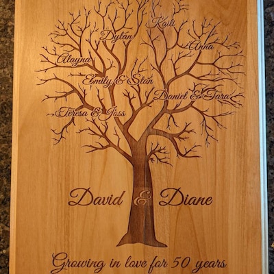 Engraved Family Tree on Solid Wood - Etsy