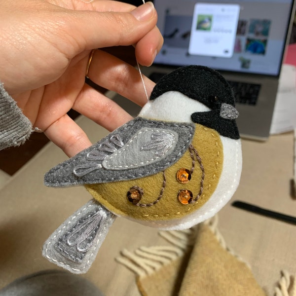 Chickadee Sewing Pattern PDF - Backyard Bird Stuffed Ornament - Felt ...