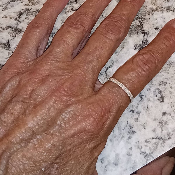 Hand Made.925 Sterling Silver Wedding Stackable Ring Stardust Finish ...