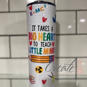 20 Oz Skinny Tumbler Rainbow Glitter Teacher Tumbler Big Heart to Teach ...