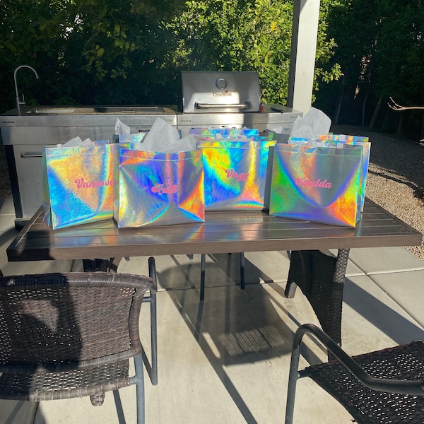 Retro Holographic Gift Bag Tote Bag Welcome Bachelorette Party Bag ...