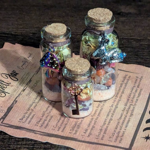 4 Elements Spell Jars Set Earth, Air, Fire, Water: Perfect for Altar ...