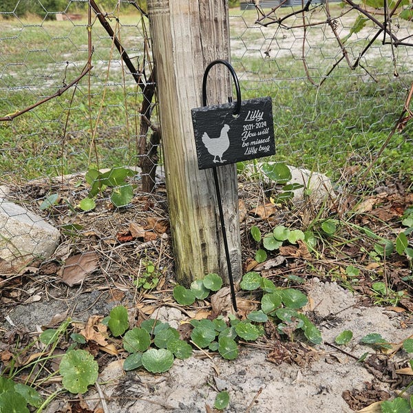 Personalized Chicken Pet Memorial Slate Marker With Stand - Etsy