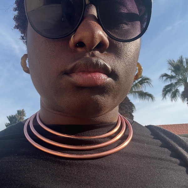 Thick Pure Copper Neck Cuff | Copper Choker Necklace Single and Set of ...